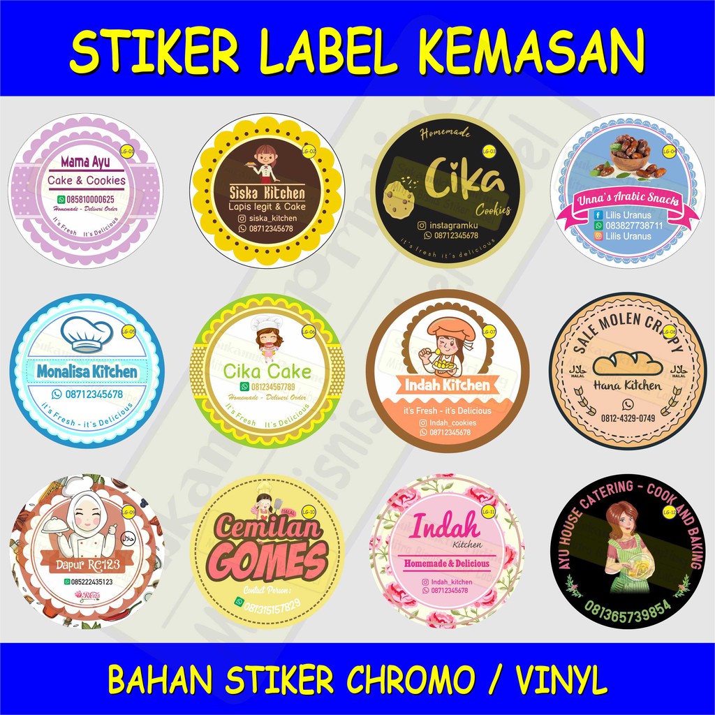 Jual Stiker Label Kemasan Bulat, 5 cm, Chromo / Vinyl, Print Stiker ...