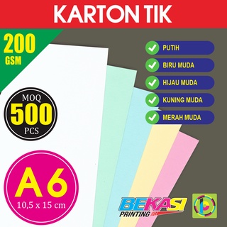 Jual Kertas Karton Carton TIK 200 GSM Ukuran A6 10.5x14.8 cm isi 500 ...