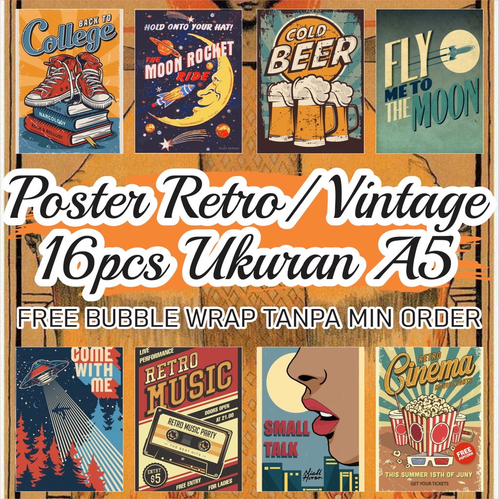 Jual Poster Retro Poster Vintage Paket 16pcs A5 Poster Aesthetic Poster ...