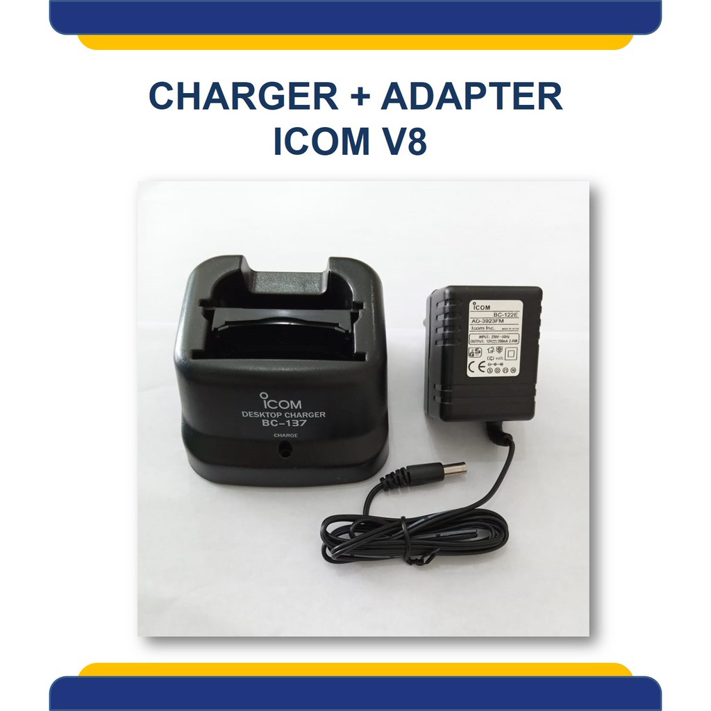 Jual Charger HT Icom V8 BC-137, Adapter + Charger IC V 8 Litium BC 137 ...