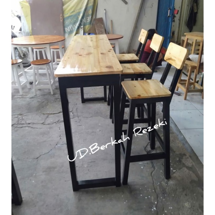 Jual set meja bar meja cafe meja resto jati belada | Shopee Indonesia