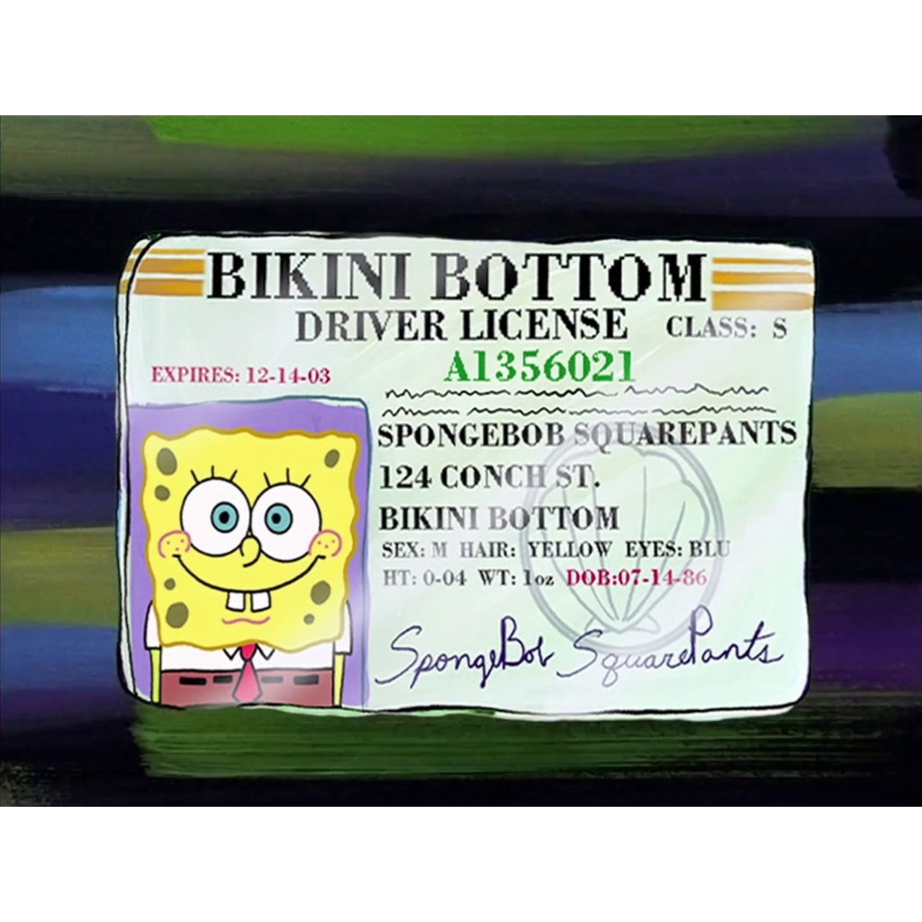 Jual KARTU DRIVING LICENSE SIM SPONGEBOB BISA CUSTOM FOTO dan NAMA ...