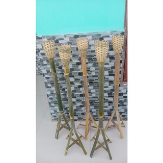Jual obor bambu obor hiasan 1 Meter berdiri komplit sumbu botol ...