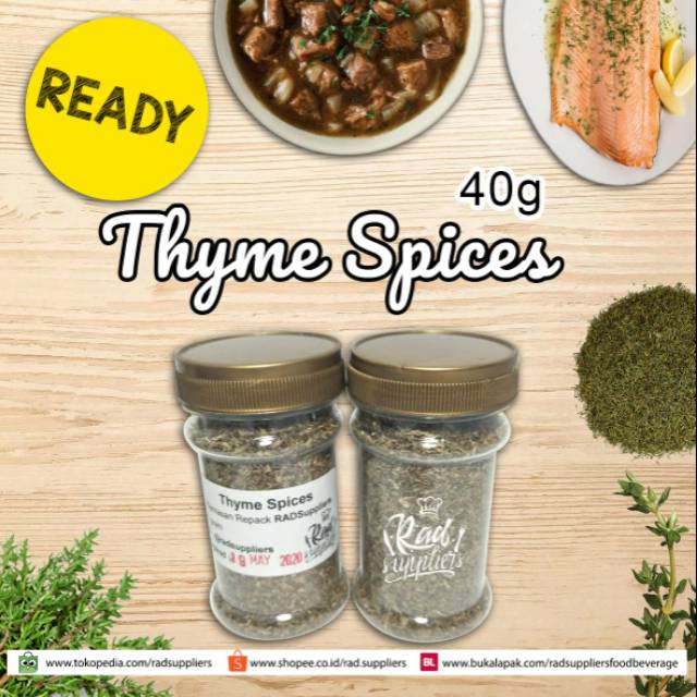 Jual Thyme Leaves, Thyme Spices 40gram, Rempah Pilihan, kemasan Botol ...