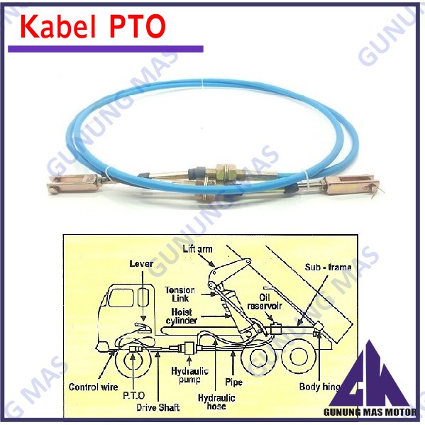 Jual Kabel PTO Truk Control Cable Sling Dump Truck Angkat Bak Biru ...