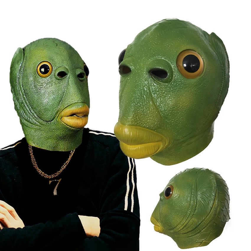 Jual Hot TikTok Mainan topeng kepala ikan hijau Bahan Latex Untuk ...