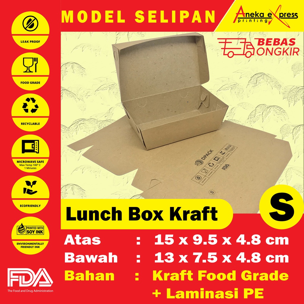Jual PAPER LUNCH BOX SIZE S ( SMALL ) BAHAN KRAFT / ECO KRAFT FULL LAMINASI | Shopee Indonesia