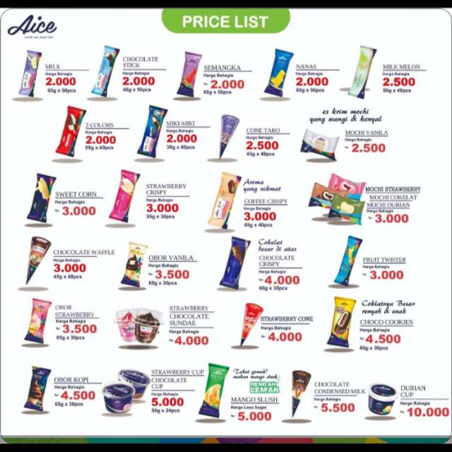 Harga Es Cream Aice - Perumperindo.co.id