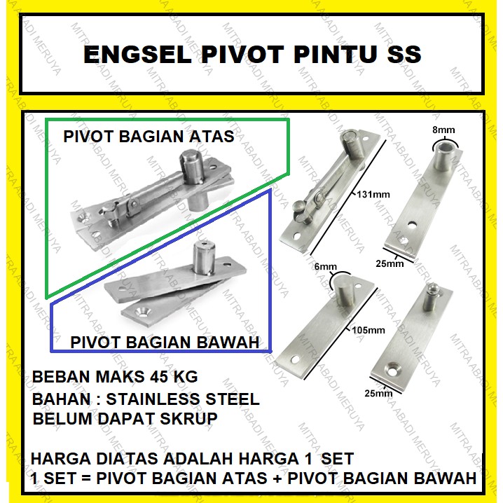 Jual Engsel Putar Engsel Pivot Pintu SS Pintu Swing Stainless | Shopee ...