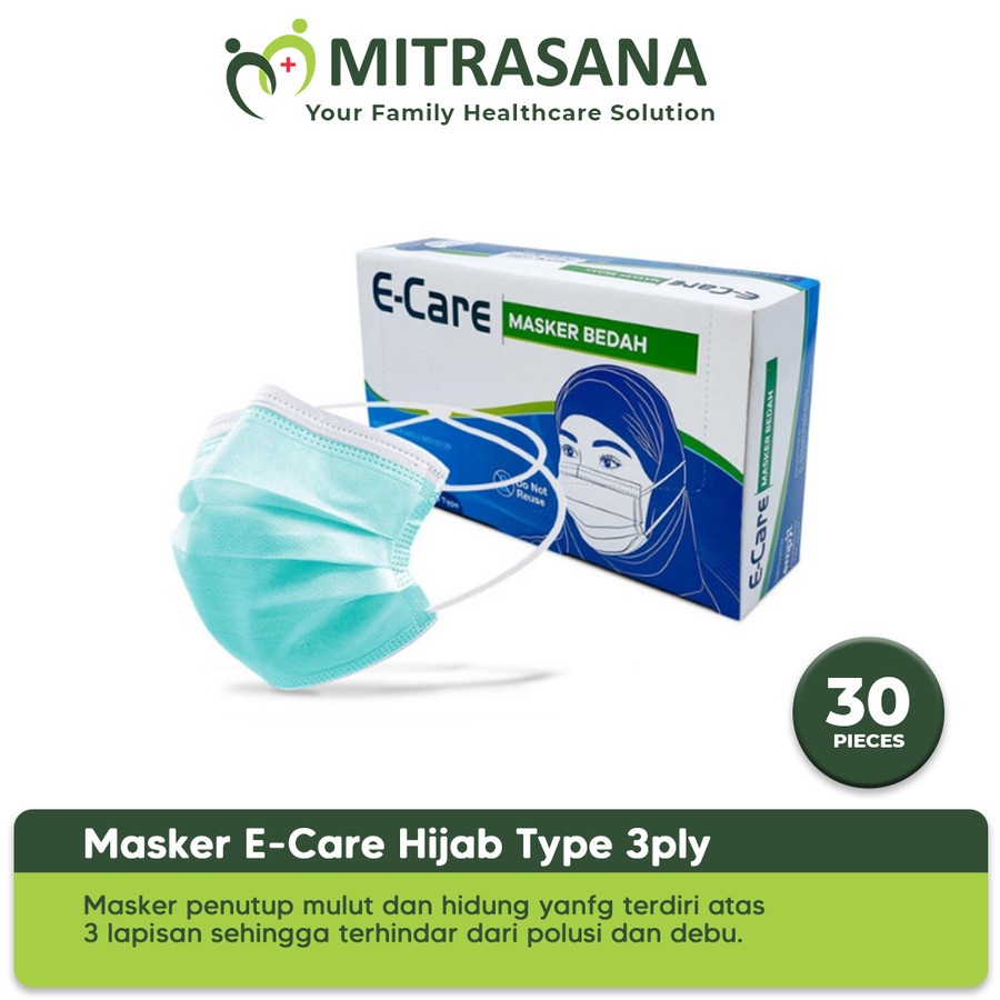 Jual Masker E-Care 3- Ply Hijab Type - 30Pcs - Masker Medis Dan Non ...