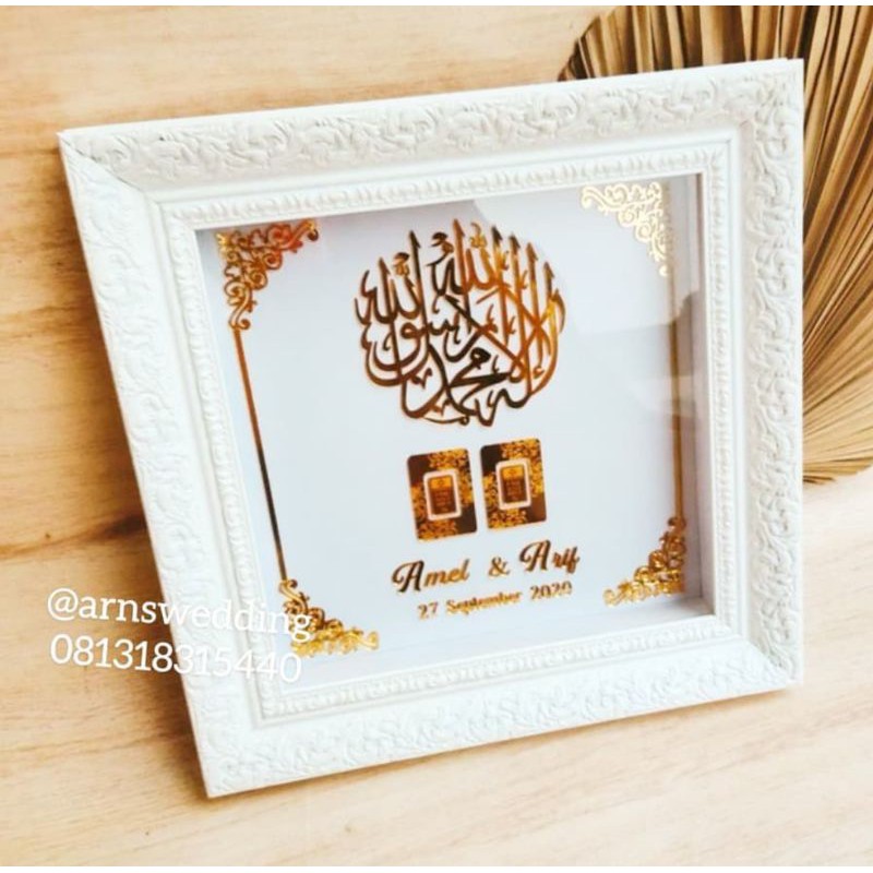Jual Bingkai Mahar 30cm Frame Mahar Laser Cutting Mirror Gold Akrilik ...