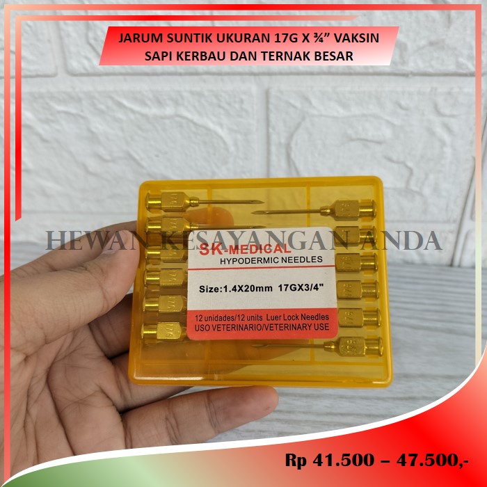 Jual Jarum Suntik Stainless Steel Ukuran 17G Vaksin Hewan Ternak Besar ...