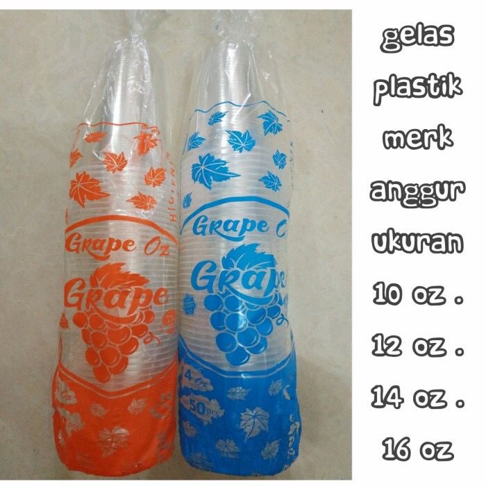Jual gelas plastik merek anggur isi 50pcs ukuran/10 oz/12oz/14oz/16oz ...
