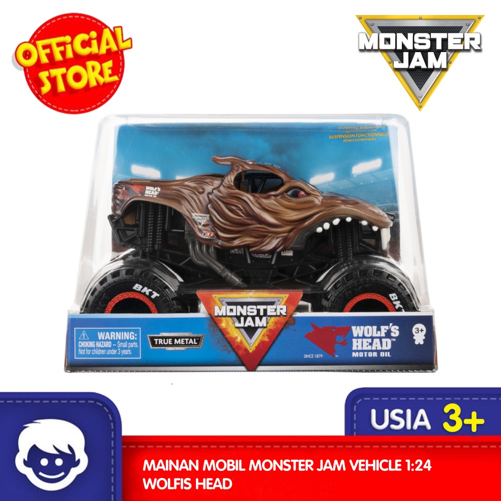 Jual Mainan Mobil MONSTER JAM Vehicle 1:24 Wolfis Head | Shopee Indonesia