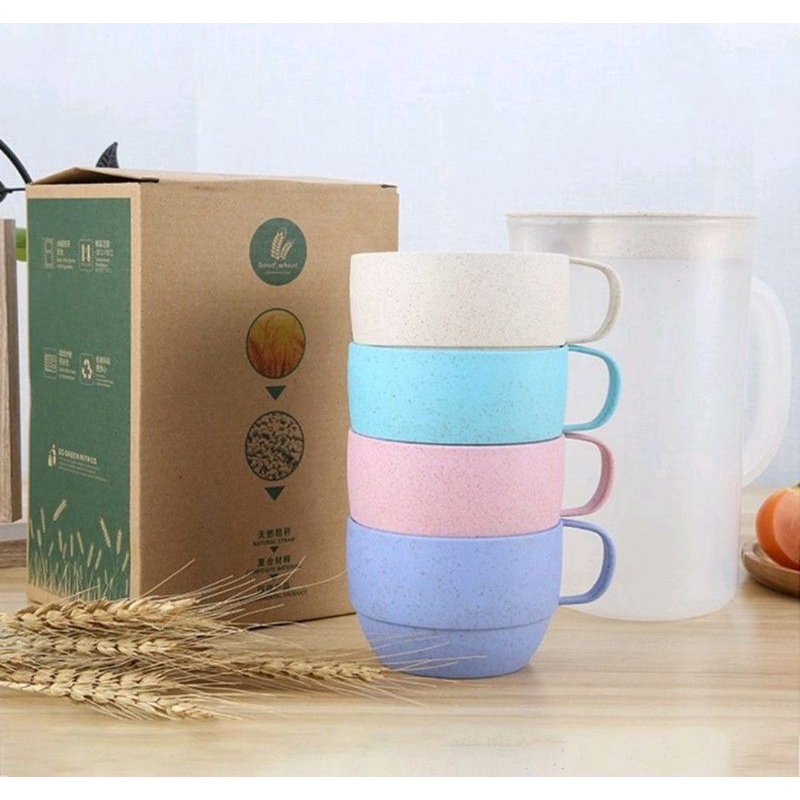 Jual Gelas set 4pcs include jar / teko | Shopee Indonesia