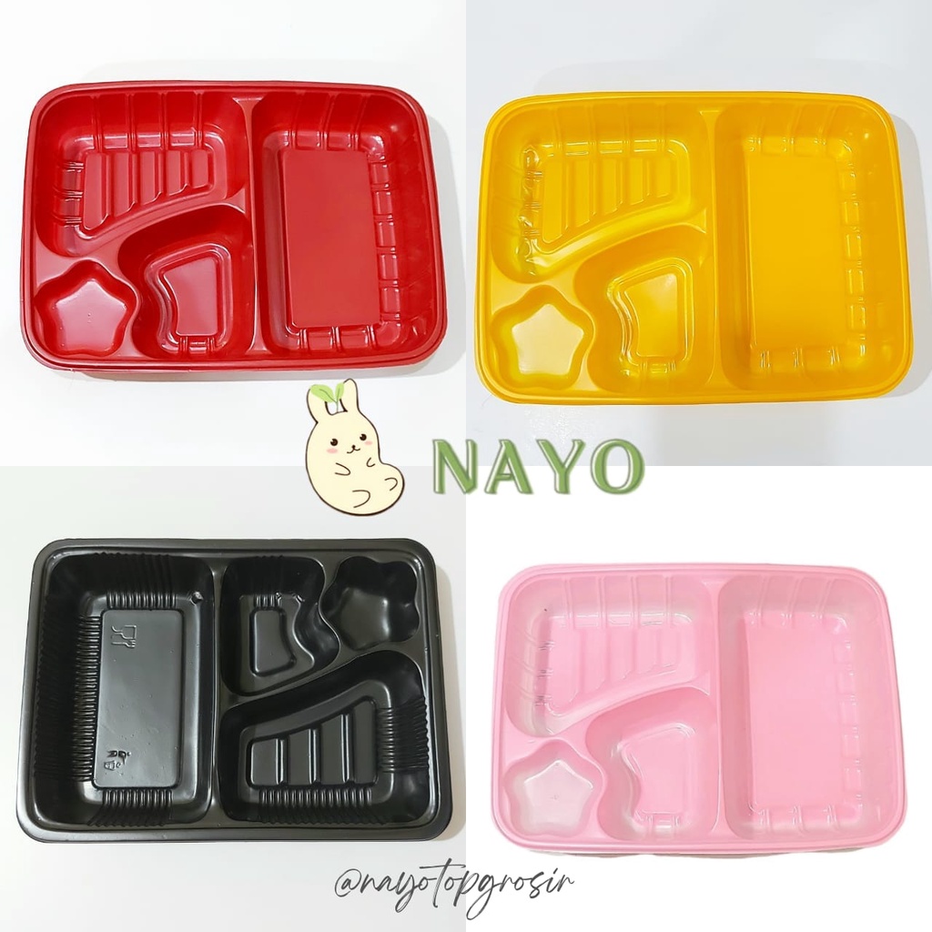 Jual Bento mika 4 sekat/Box bento/Lunch box mika/Tempat makan bento ...