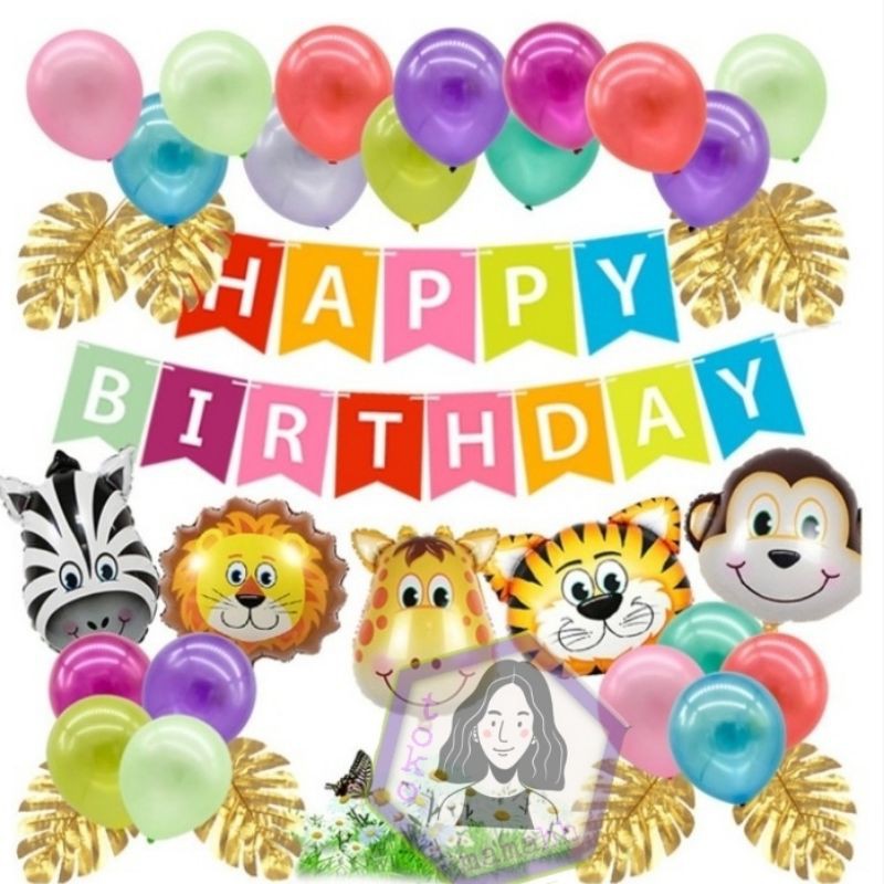 Jual balon dekorasi pesta acara ultah 5 animals hewan binatang zebra ...