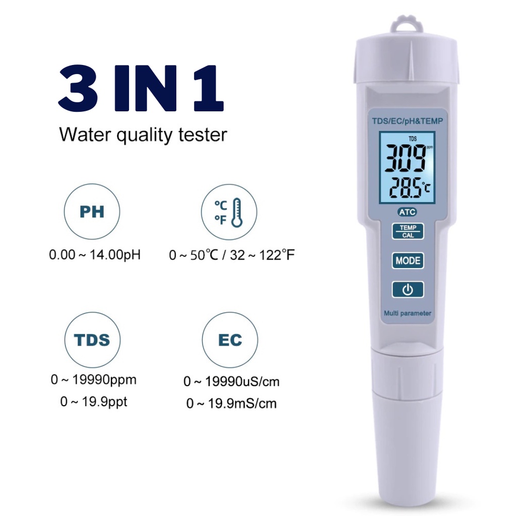Jual Alat Ukur Digital Kualitas Air 3 in 1 PH TDS Temperature Meter ...