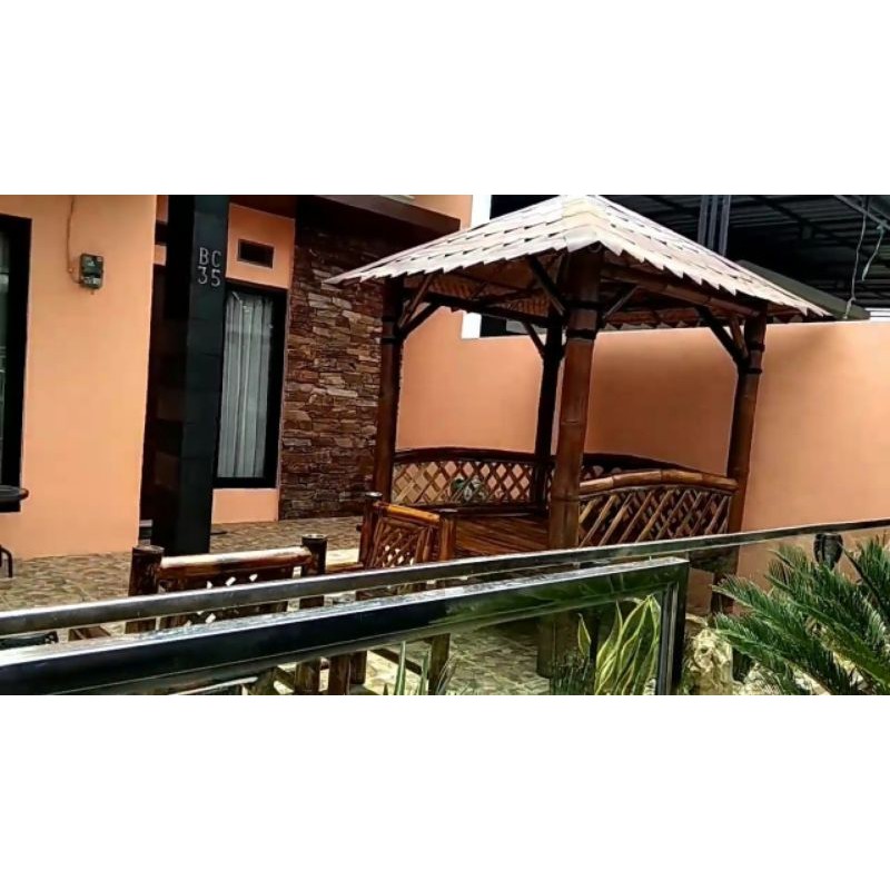 Jual gazebo bambu atap waterproof 2x1,5m | Shopee Indonesia