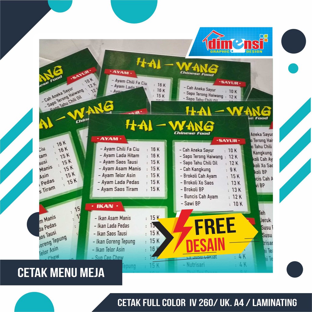 Cetak Daftar Menu / Menu Meja / Menu Lesehan Murah | Shopee Indonesia