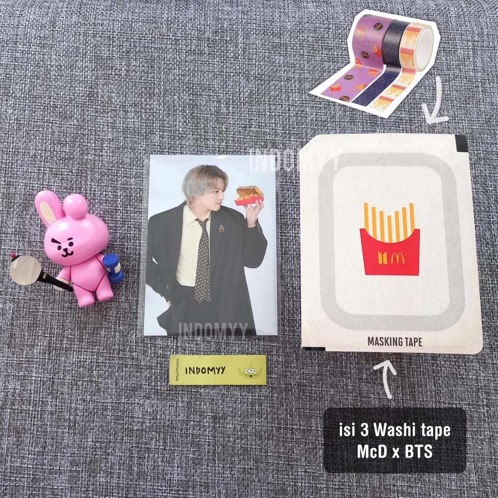 Jual BTS x McDonalds Jungkook Photocard + Masking Tape Washi set official merch NEW Sealed ...