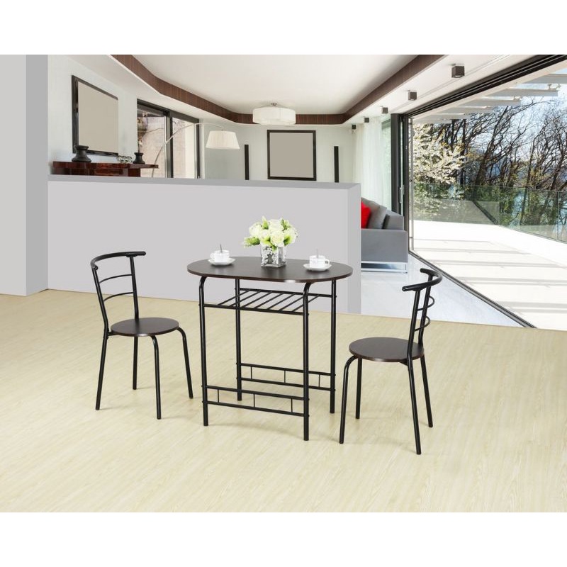 Jual Atria Octan Meja Makan Set Minimalis 1 Table + 2 Chair Dark Brown ...