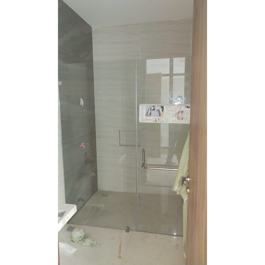 Jual KACA SHOWER fREMLESS L.90 x T.180 ( single panel ) kaca ke tembok ...