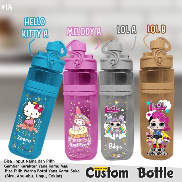 Jual TAURIEL Botol Minum Custom Shimer & Shine/ LOL/tsum tsum/mermaid ...