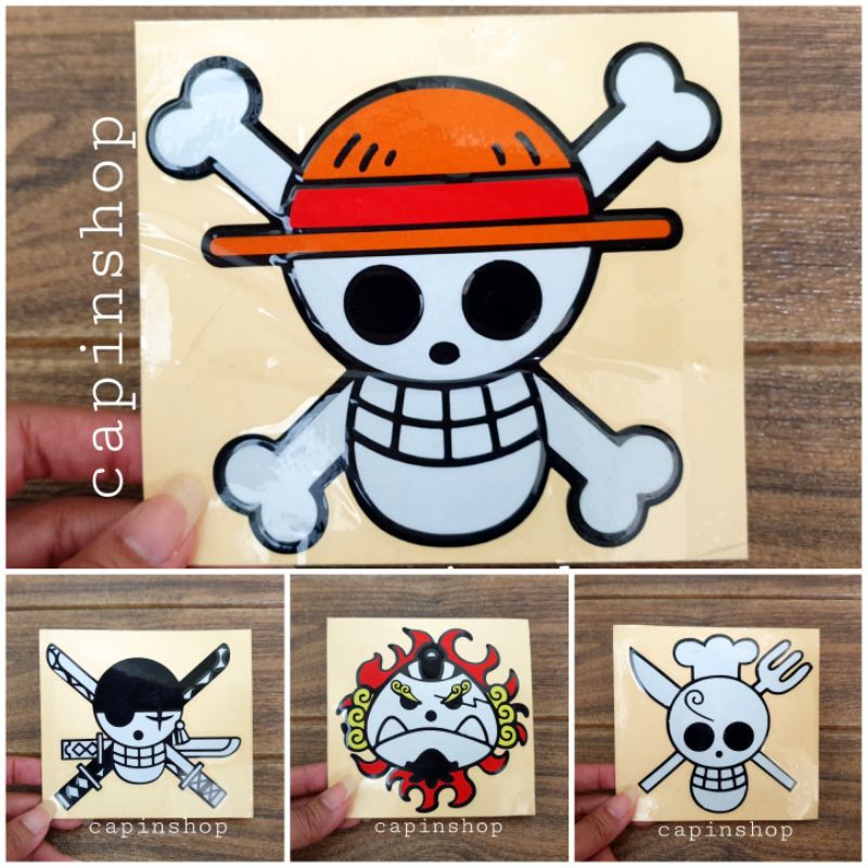 Jual STIKER ONE PIECE // Mobil motor tengkorak Luffy mugiwara Zoro ...