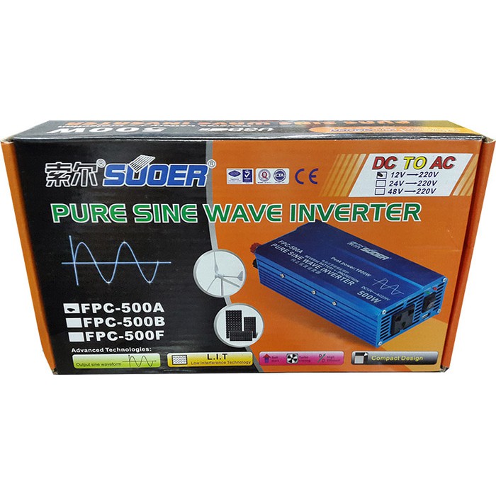 Jual Power Inverter PURE SINE WAVE 500w Merk SUOER FPC-500A USB Input 12VDC | Shopee Indonesia