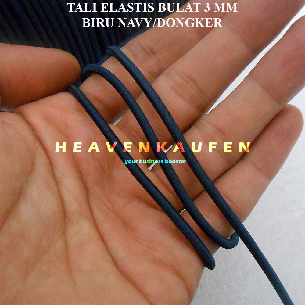 Jual Tali Elastis Elastic Bulat Diameter 3 mm Biru Navy Dongker Untuk ...