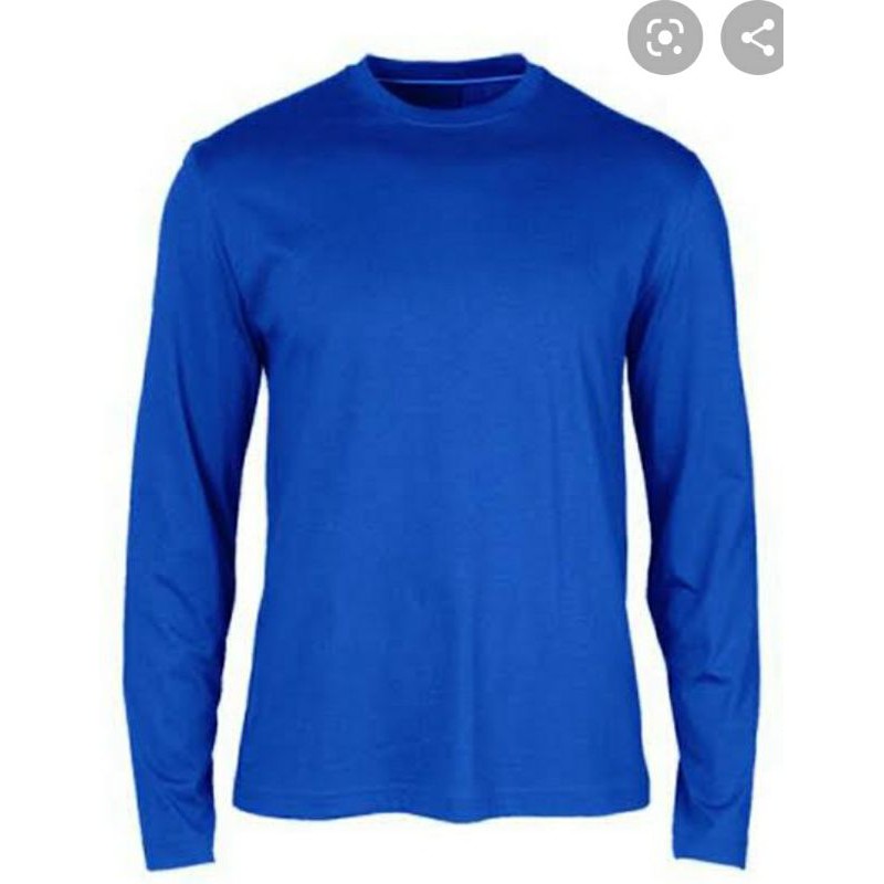Jual Kaos polos biru benhur lengan panjang cotton combed | Shopee Indonesia
