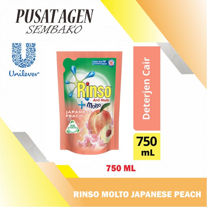 Jual RINSO MOLTO JAPANESE PEACH DETERGEN LIQUID 750 ML CAIR DETERJEN ...