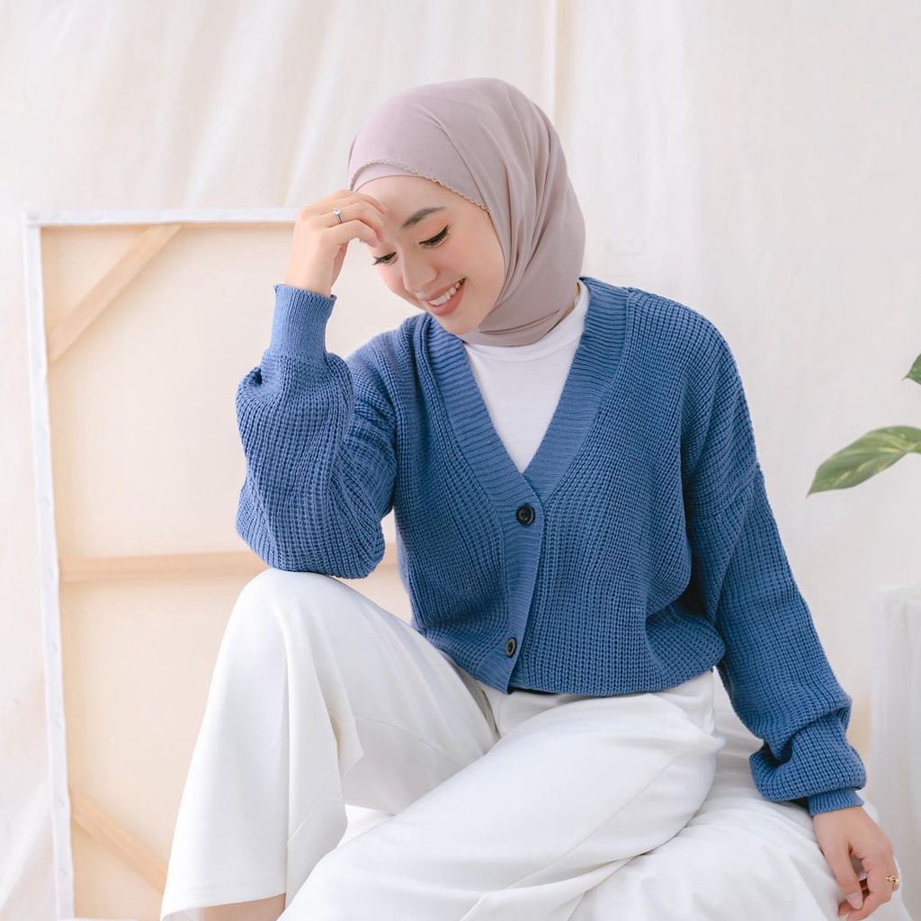 Jual CARDIGAN RAJUT WARNA DENIM | Shopee Indonesia
