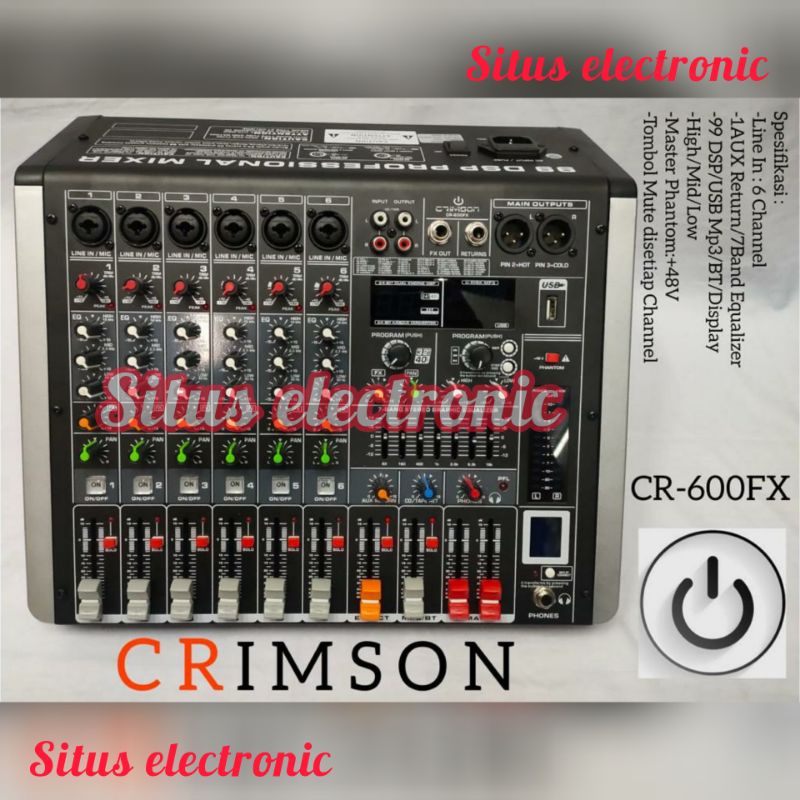 Jual Mixer Crimson CR 600FX Original 6 Channel Bluetooth - USB | Shopee Indonesia