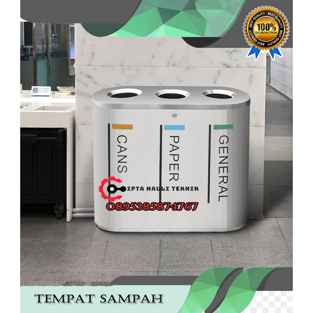 Jual 3 in 1 Container Waste Bins for Garbage - Tong Sampah 3 Bak ...