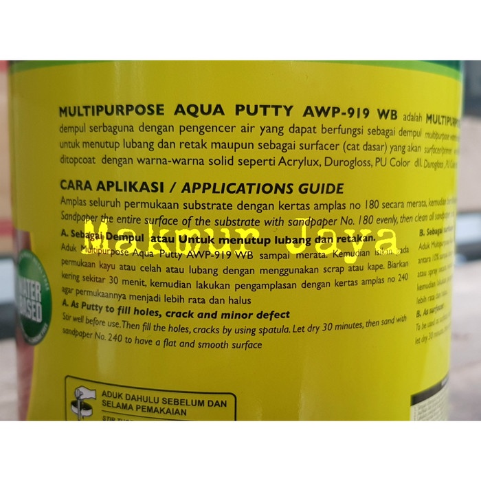 Jual 7wgtw Propan Aqua Putty Putih Dempul Kayu Water Based - Abu-Abu ...