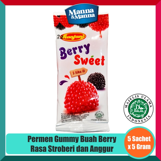Jual Permen Gummy Buah Berry Rasa Stroberi dan Anggur - 5 Sachet x 5 ...