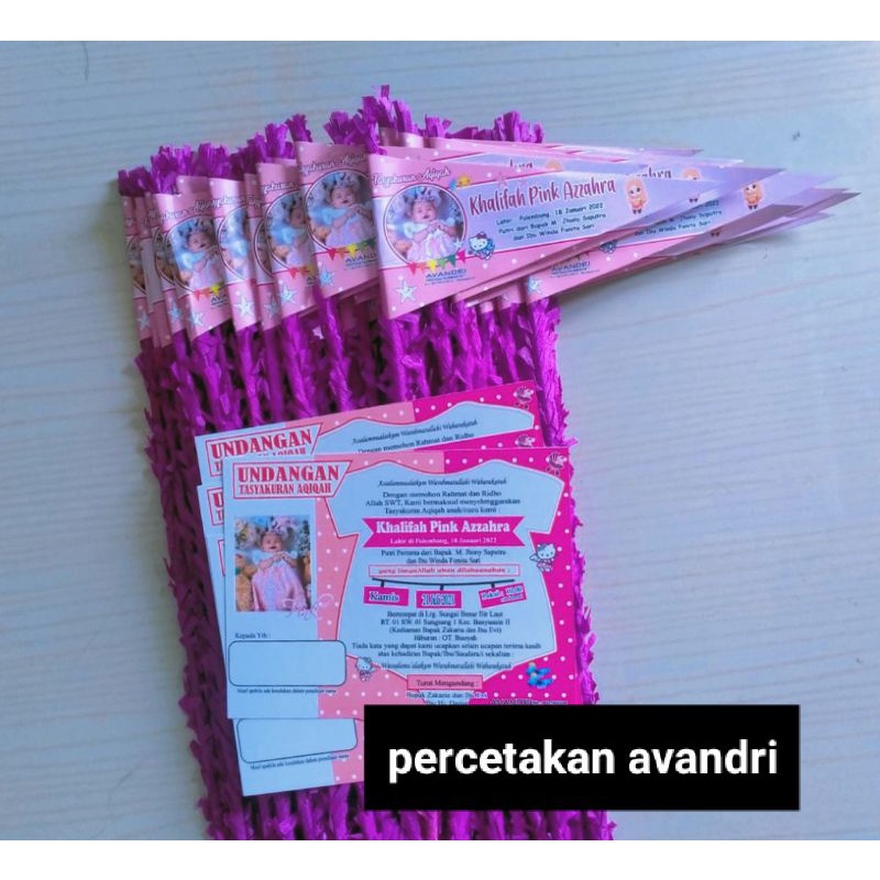 Jual paket undangan dan bendera aqiqah warna pink | Shopee Indonesia