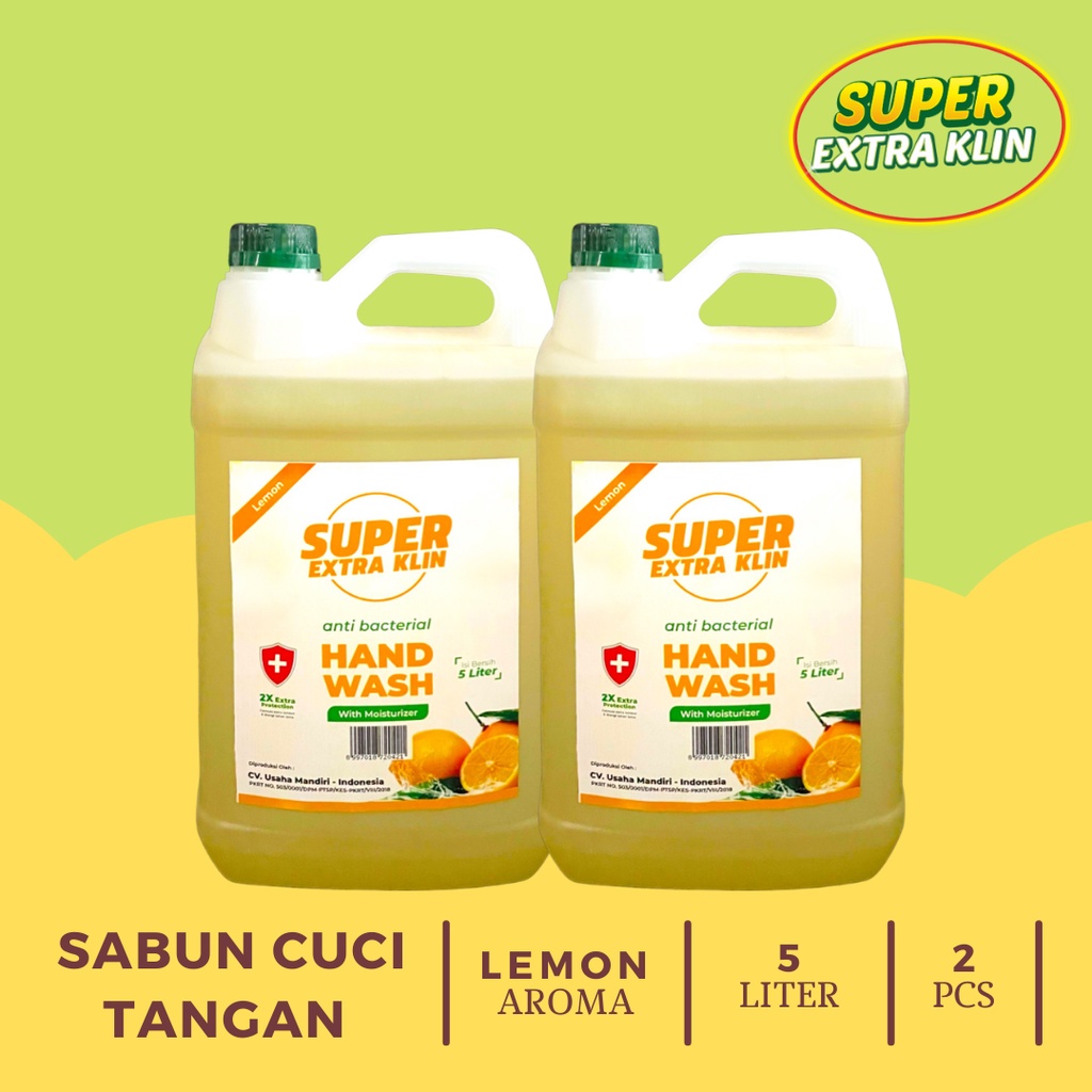 Jual SABUN CUCI TANGAN SUPER EXTRA KLIN JERIGEN 5 LITER LEMON 2 PACK ...