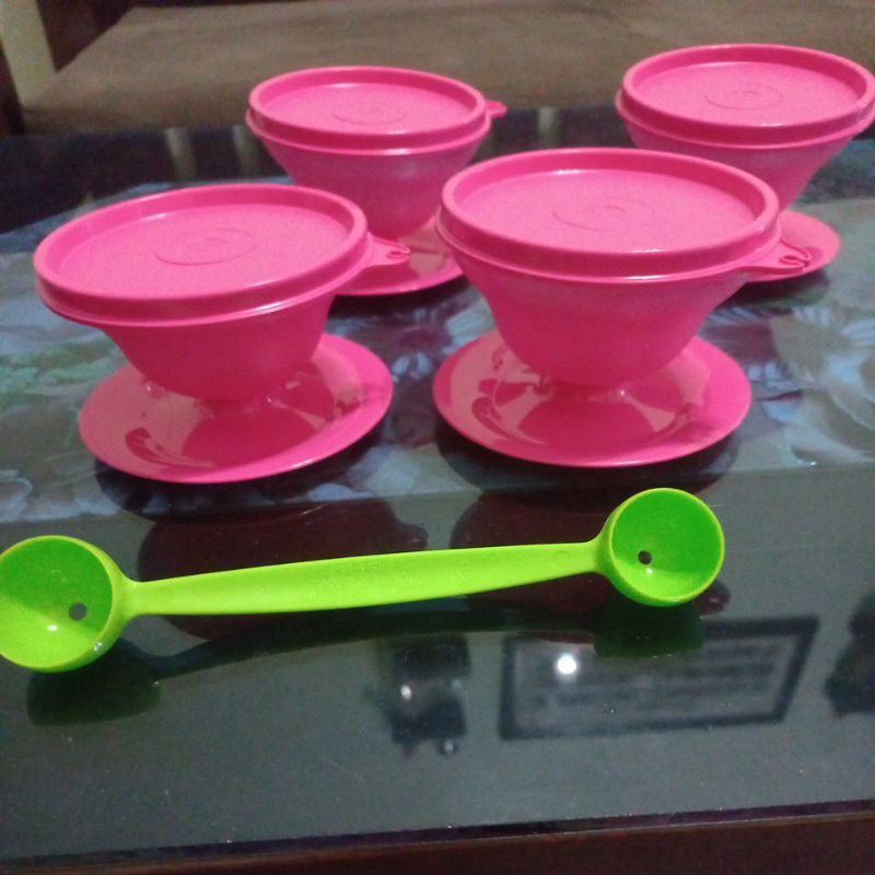 Jual Dessert Cup Tupperware 4 (free 1 melon scoop) | Shopee Indonesia