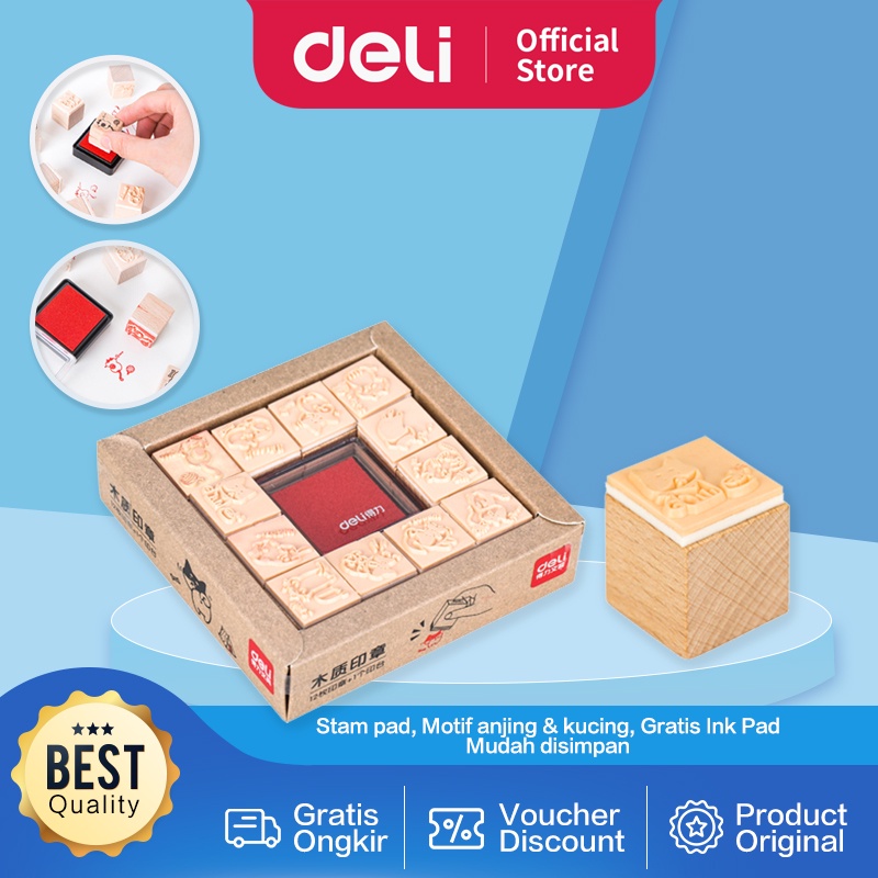 Jual Deli Stamp Pad / Cap Stempel 12 Gambar Hewan Lucu Dengan Tinta ...