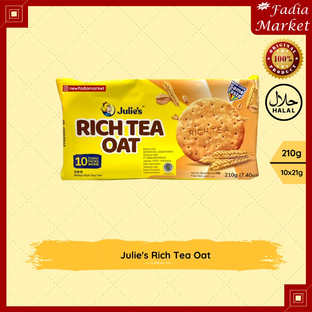 Jual Julies Rich Tea Oat (Biskuit Gandum) [210g - 10x21g] Indonesia ...