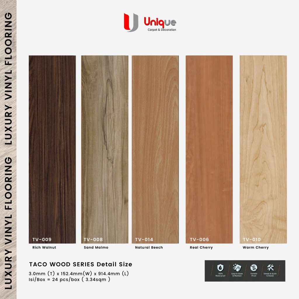 Jual Lantai Vinyl Taco Tebal 3mm / Vinyl Flooring Plank Motif Kayu ...