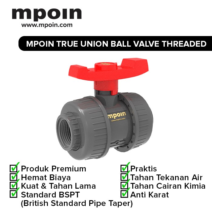 Jual Double Union Ball Valve 1" Water Mur Stop Kran PVC Mpoin Tahan Lama | Shopee Indonesia