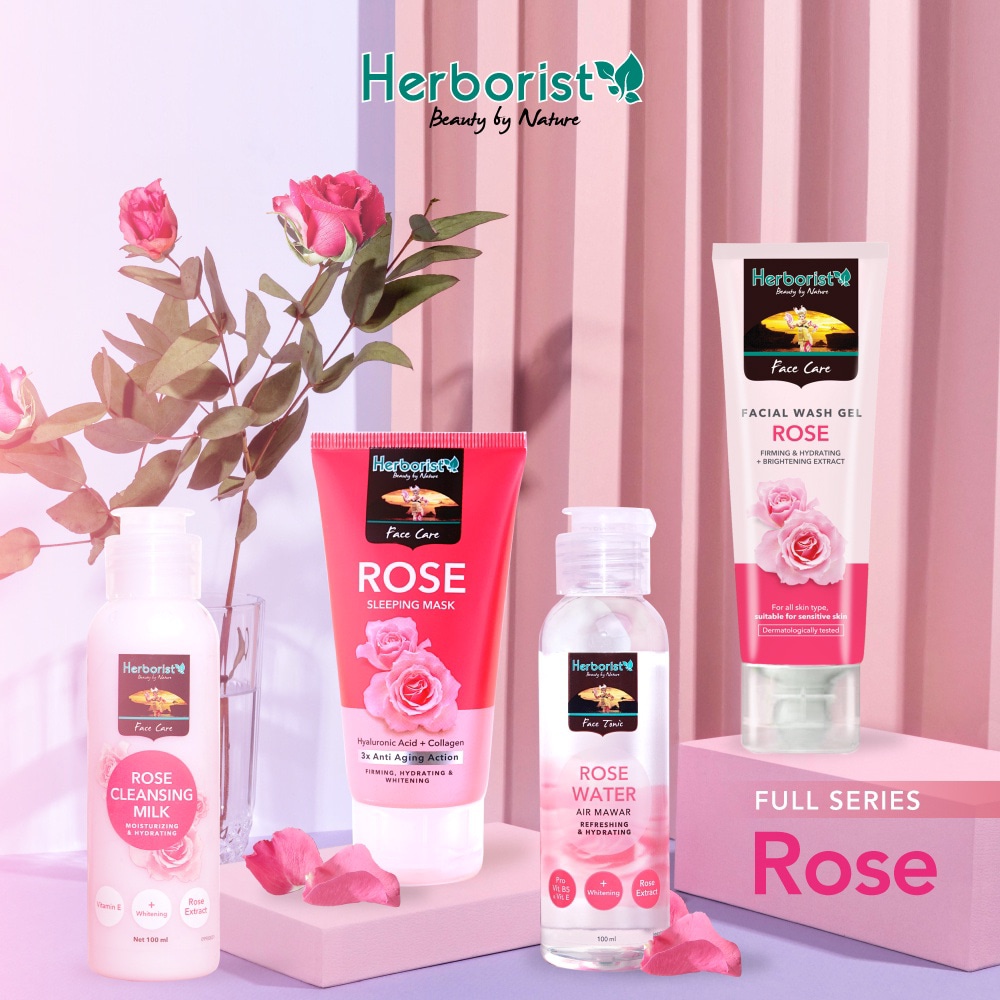 Jual HERBORIST Rose Series Facial Wash Gel, Rose Water, Rose Cleansing ...