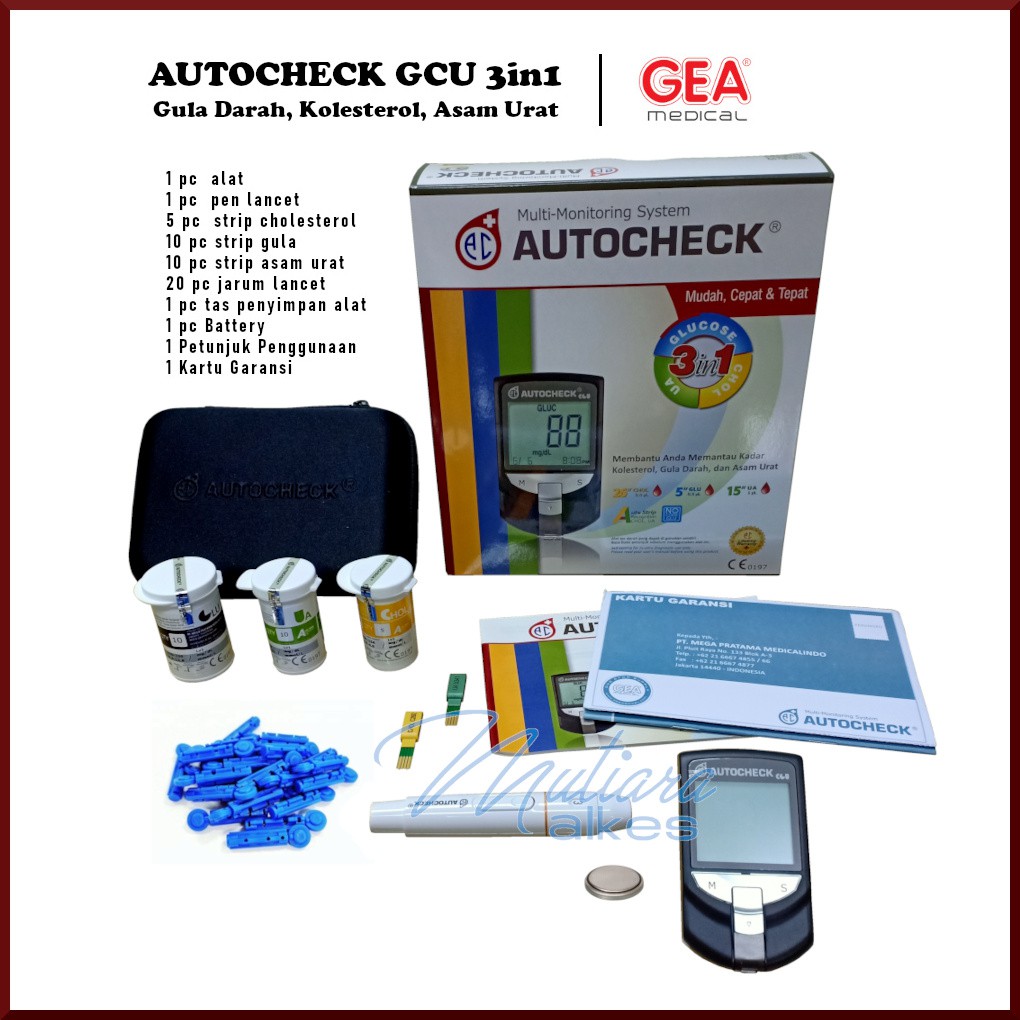 Alat Autocheck 3in1 GCU (Cek Gula, Asam Urat, Cholesterol) | Shopee ...