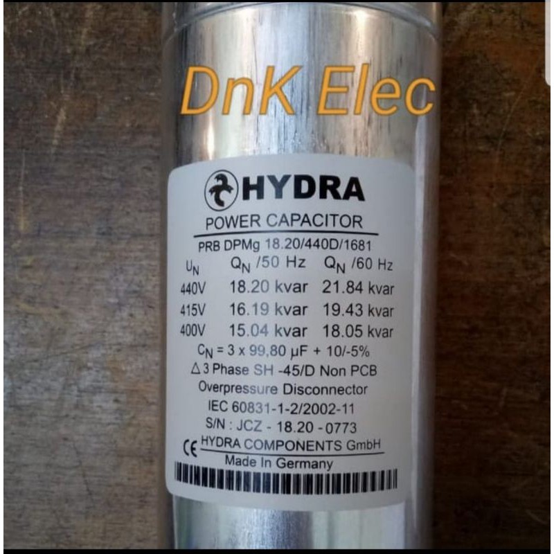 Jual Capacitor/Capasitor/Kapasitor 15kvar 400V Merk Hydra | Shopee ...