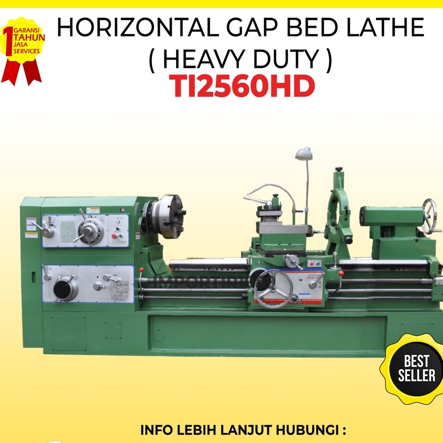 Jual Mesin Bubut Besi Logam 63x150cm Horizontal Gap Bed Lathe TI2560HD ...