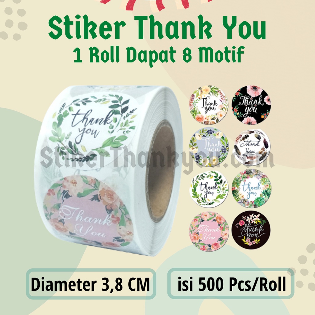 Jual Stiker Thank You 3,8 CM isi 500Pcs/Roll Sticker Botol Minuman ...